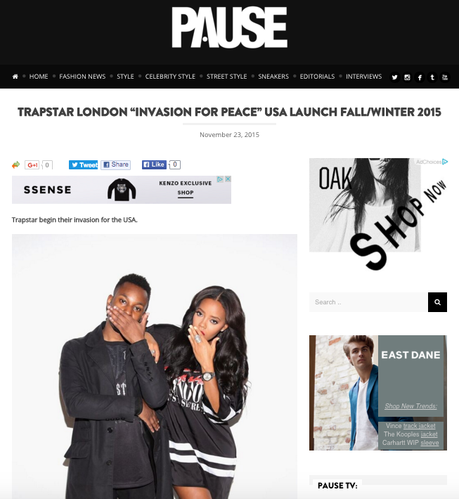 Pause Magazine Coverage – Trapstar London